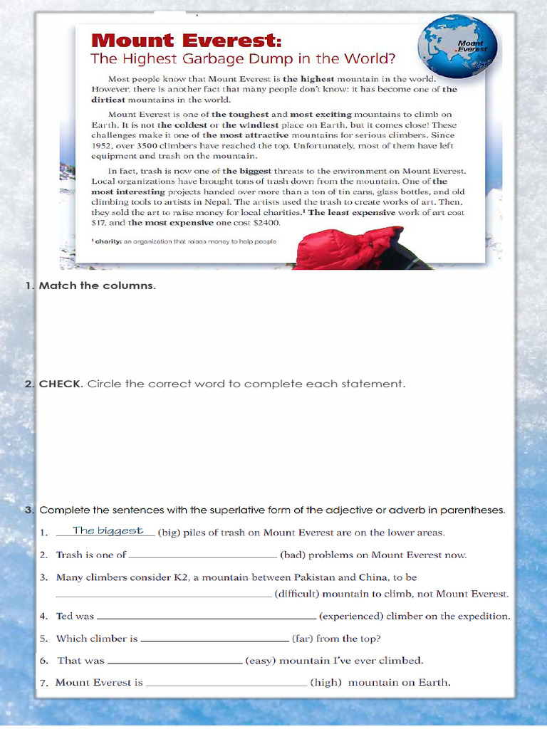 Reading - Mount Everest | PDF