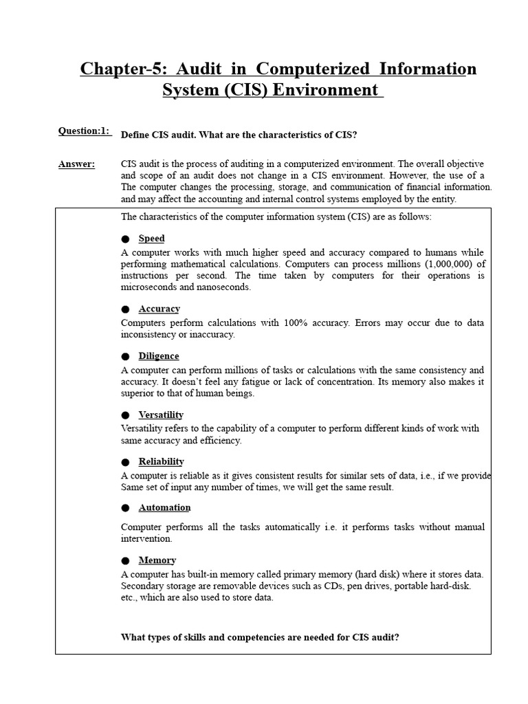 Chapter - 5 Audit in CIS Environment. | PDF | Computer Data Storage | Computer Science