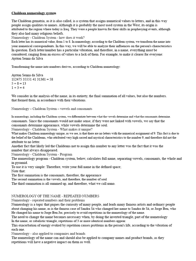 Numerology Chaldean System | PDF