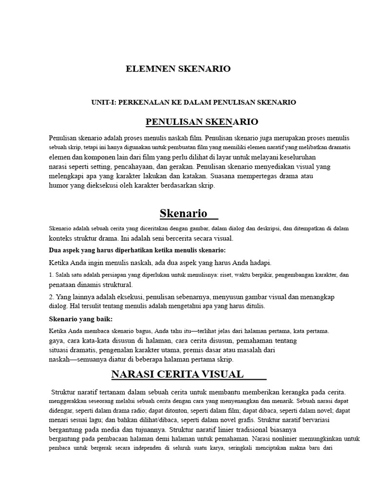 Unsur Dalam Skenario | PDF
