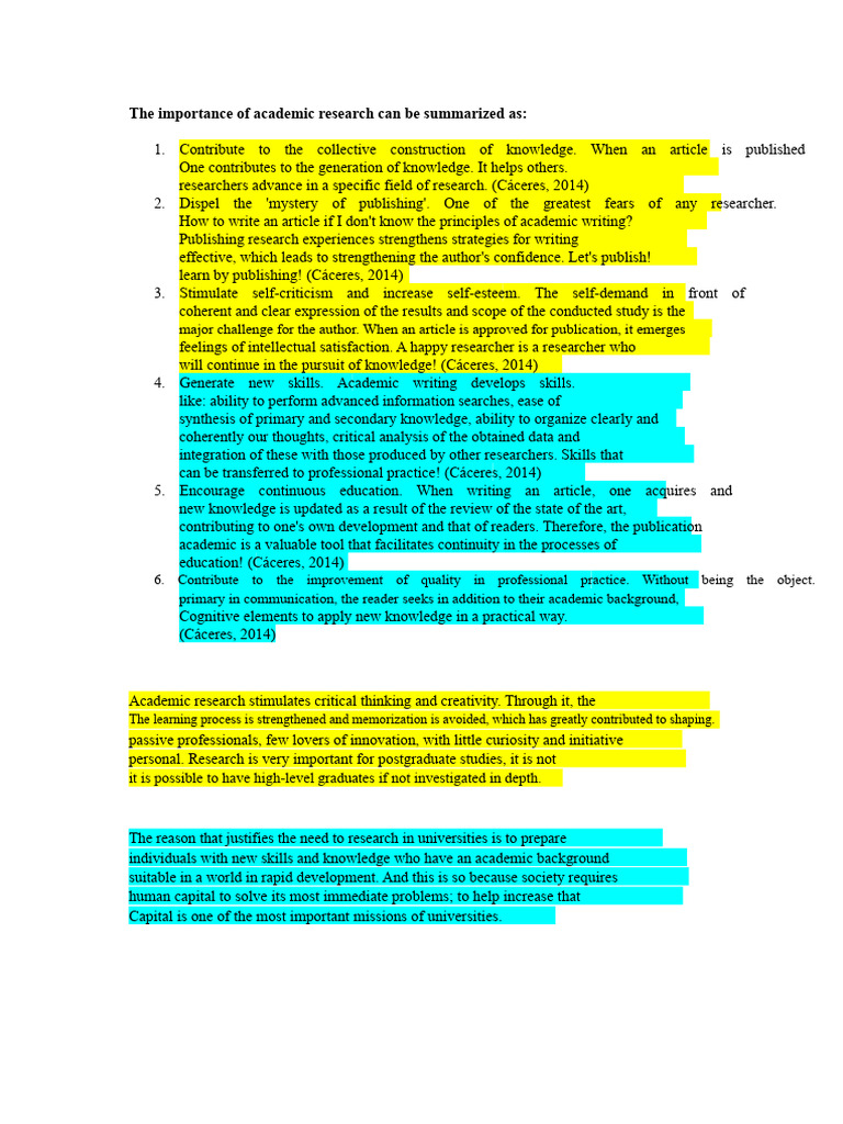 The Importance of Academic Research | PDF | Knowledge | Critical Thinking