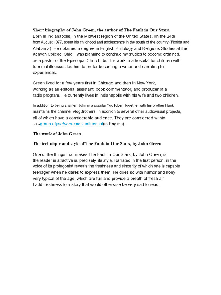 John Green: Author and Biography | PDF
