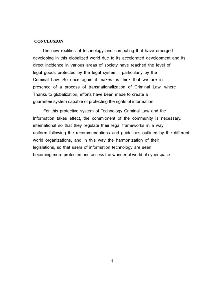CONCLUSION of Cyber Crimes | PDF