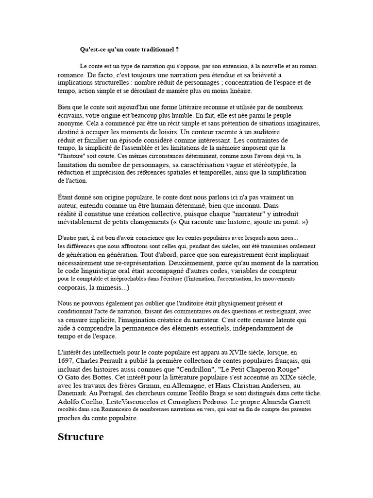 Définition du conte traditionnel | PDF | Littérature orale