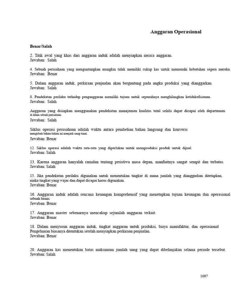 Panduan Anggaran Operasional Perusahaan | PDF