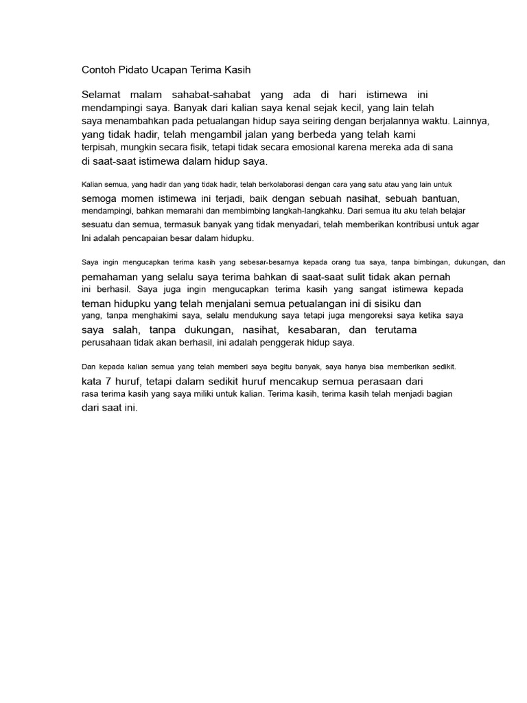 Pidato Ucapan Terima Kasih Spesial | PDF