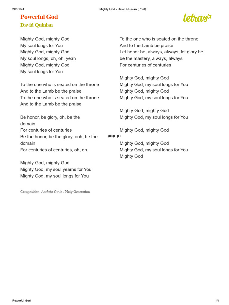 Mighty God - David Quinlan | PDF
