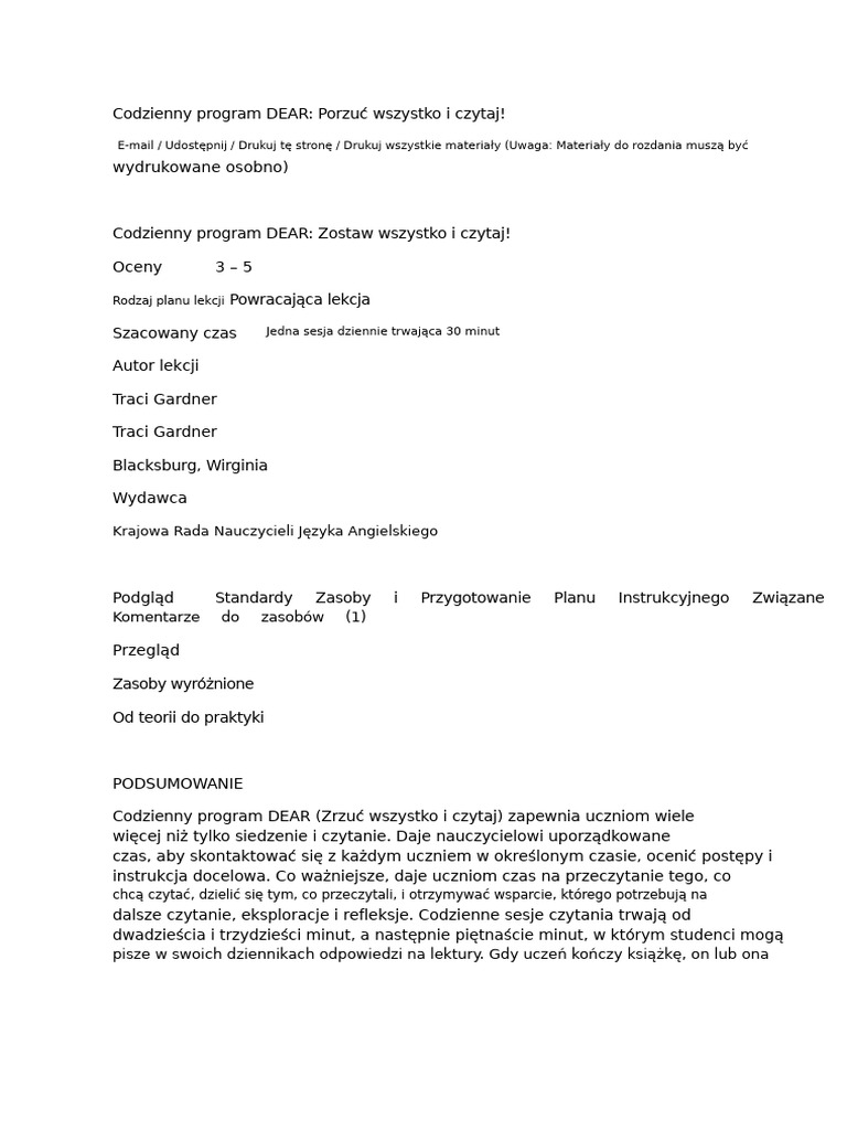 Codzienny Program DEAR | PDF
