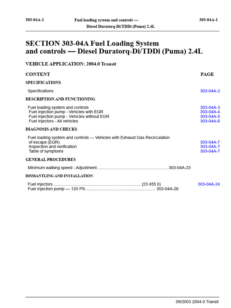 Ford Transit 2.4L Diesel Fuel System Guide | PDF | Fuel Injection ...