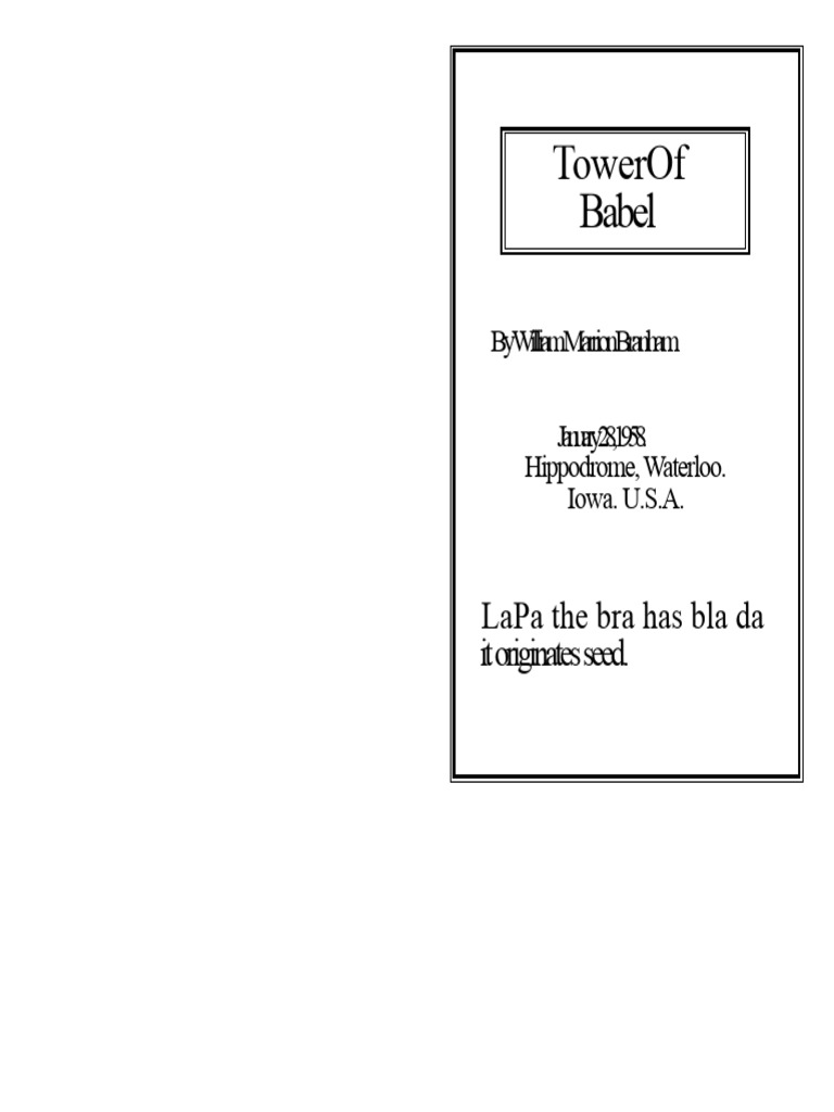 58-0128 The Tower of Babel WMB | PDF | Jesus | Religious Belief And ...