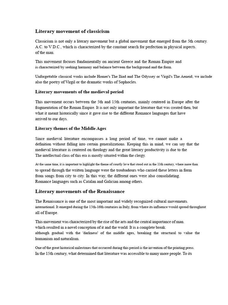 Overview of the Classicism Movement | PDF | Poetry | Renaissance