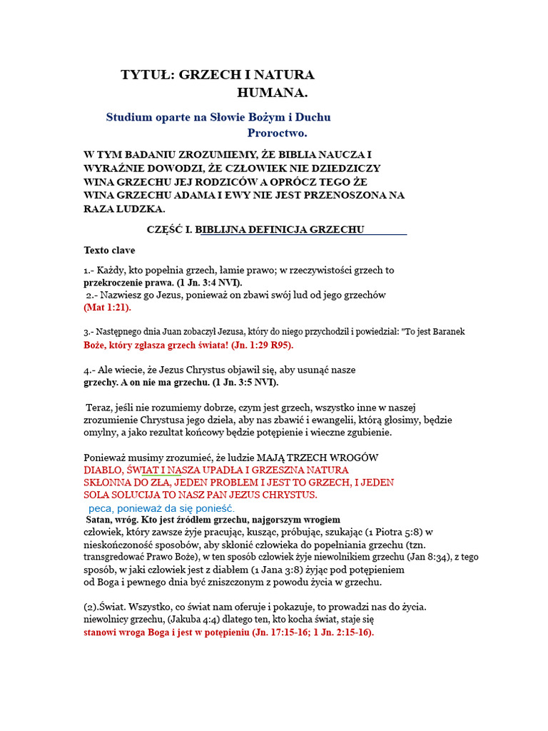Grzech I Natura Ludzka. | PDF