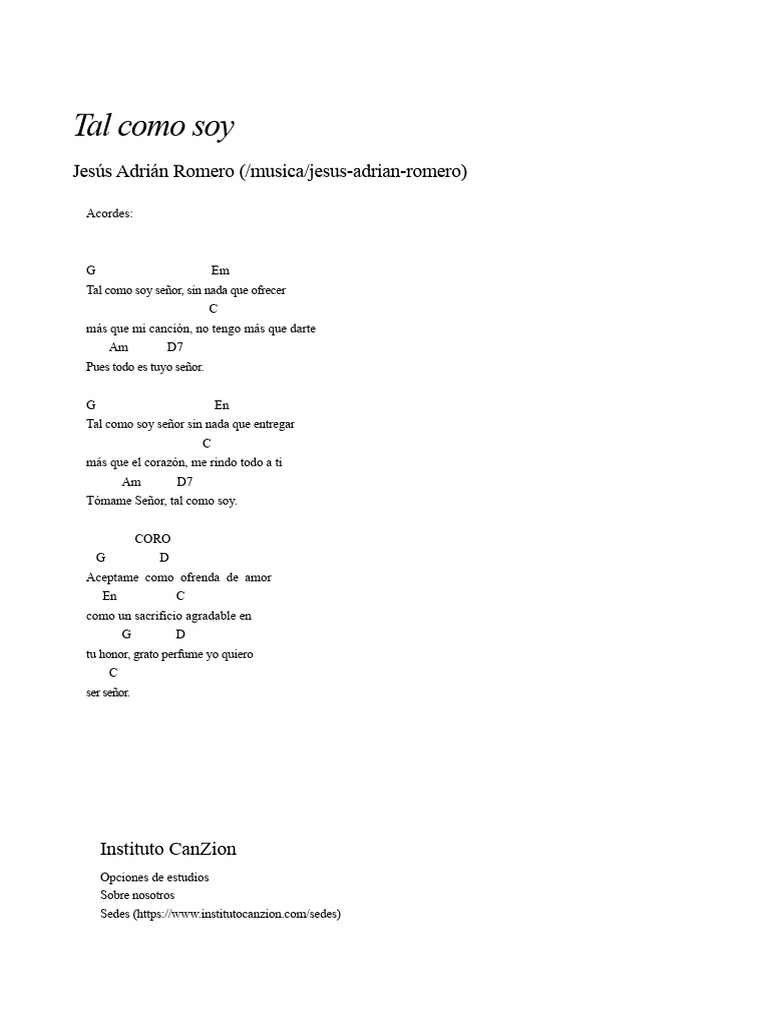 Acordes de Tal Como Soy Jesús Adrián Romero-1 PDF | PDF