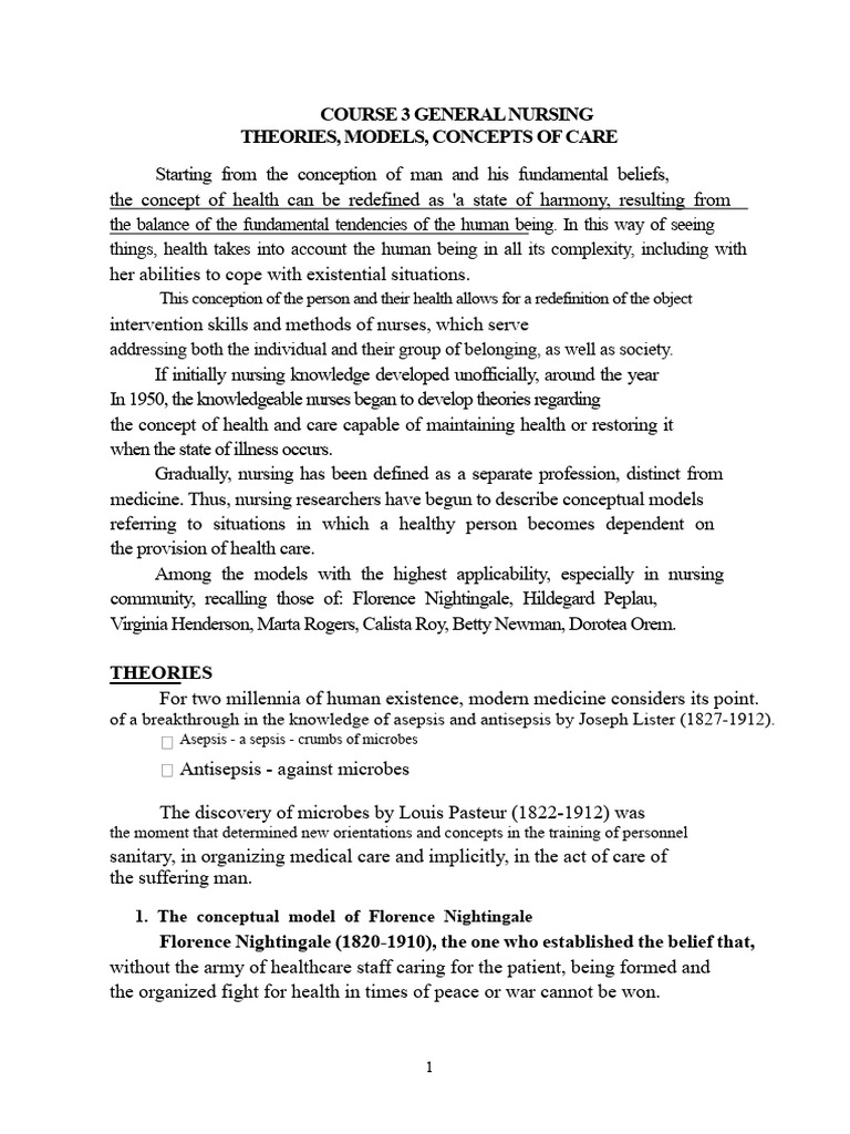 3 Theories, Models, Concepts of Care | PDF | Nursing | Stress (Biology)