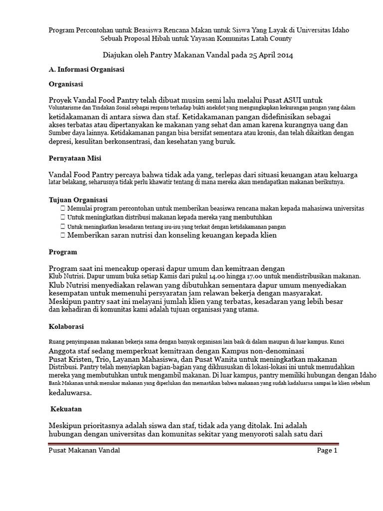 Proposal Hibah LCCF | PDF
