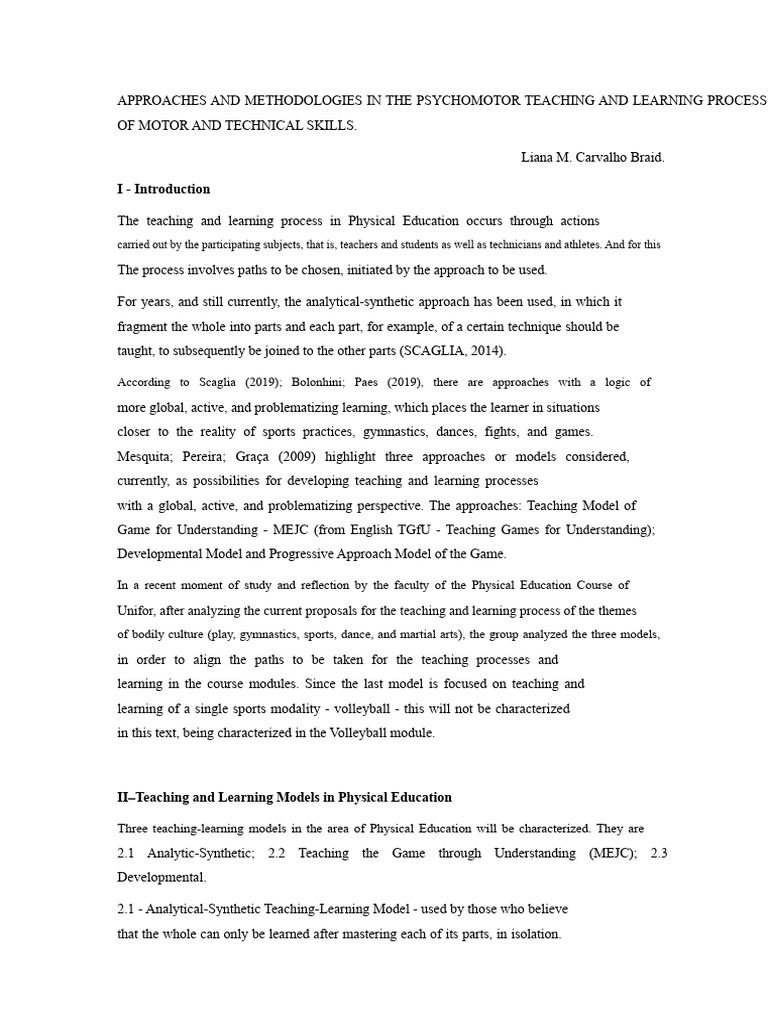Psychomotor Teaching Models in PE | PDF | Learning | Methodology