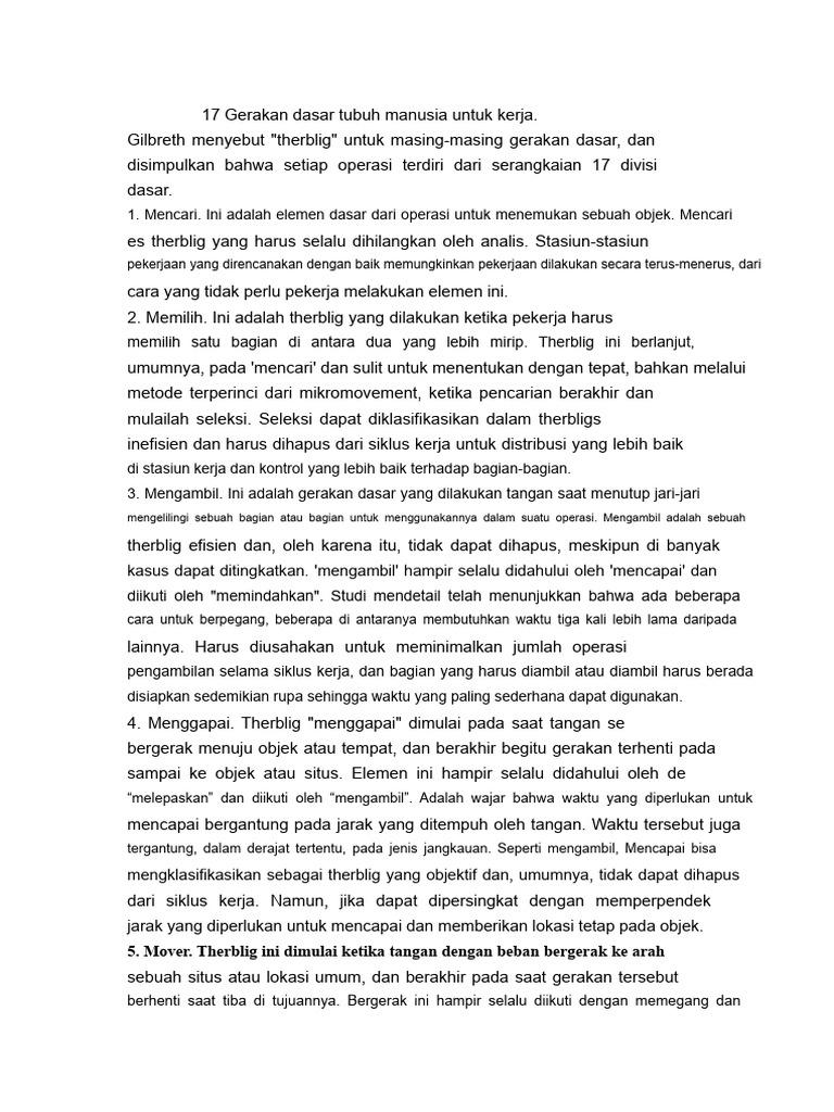 17 Gerakan Dasar dalam Operasi Kerja | PDF