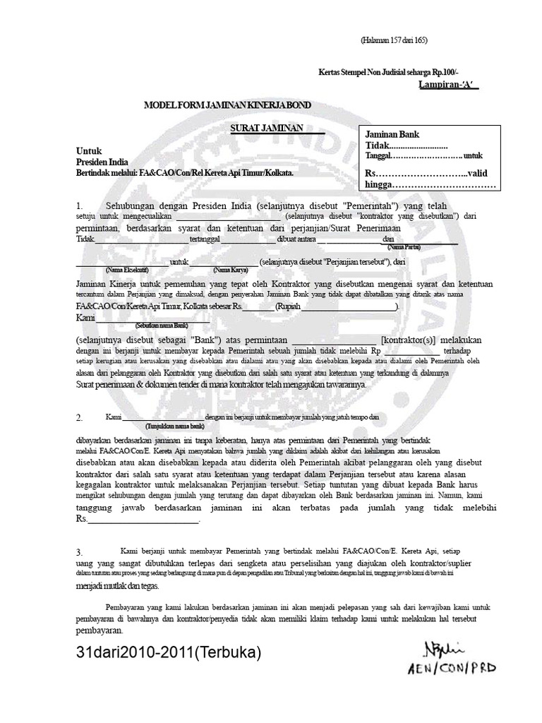 Format Jaminan Bank | PDF