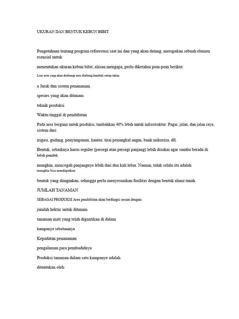 Ukuran Dan Bentuk Kebun | PDF