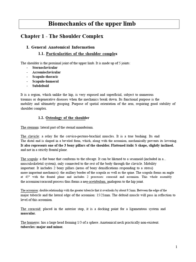 Upper Limb Biomechanics: Shoulder Complex | PDF | Elbow | Anatomical ...