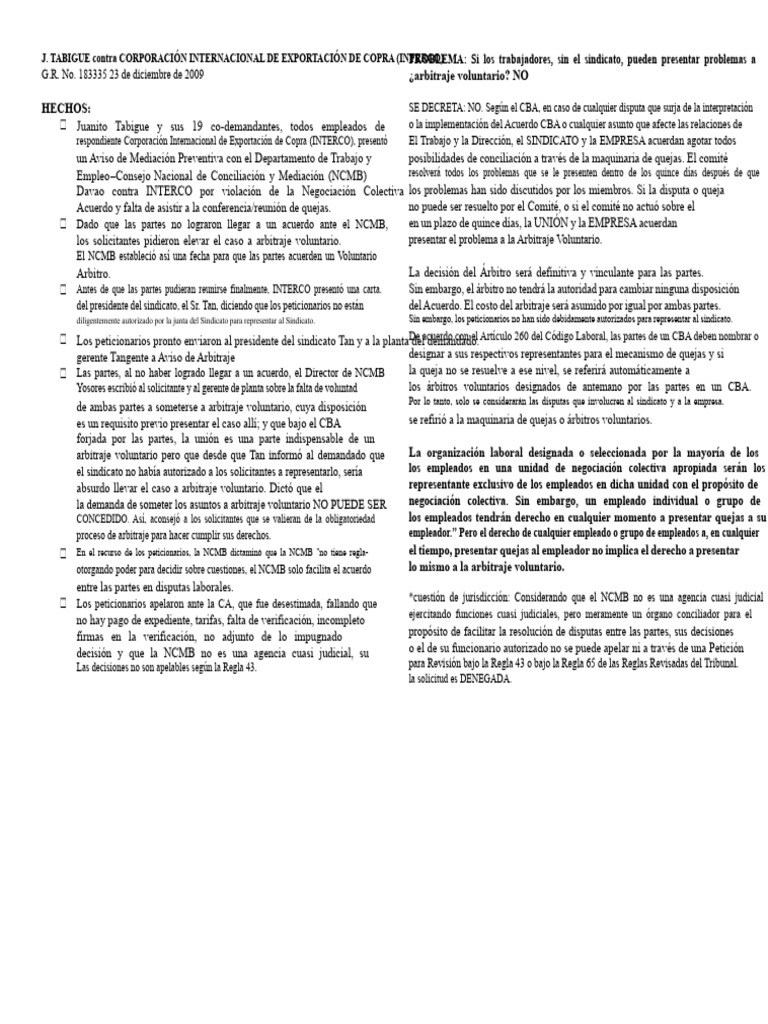 Tabigue vs Interco | PDF | Arbitraje | Apelación
