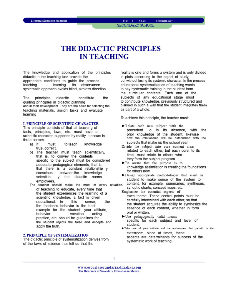Didactic Principles in Teaching | PDF | Knowledge | Teachers