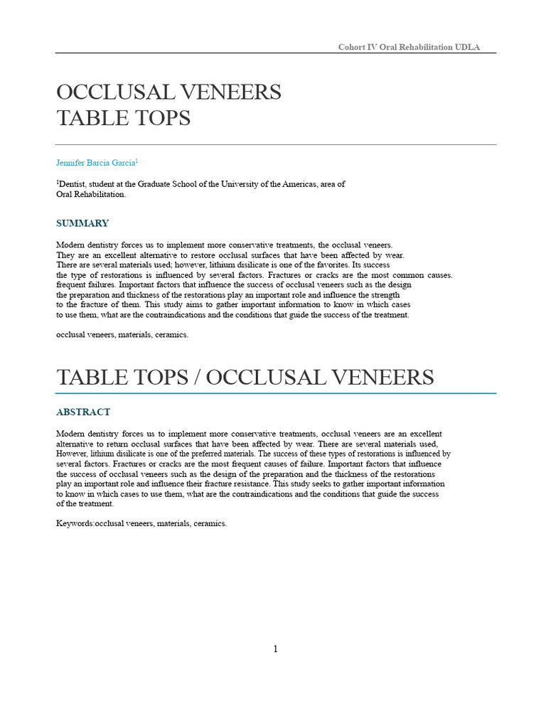 Table Tops or Occlusal Carriers | PDF | Elasticity (Physics) | Fracture