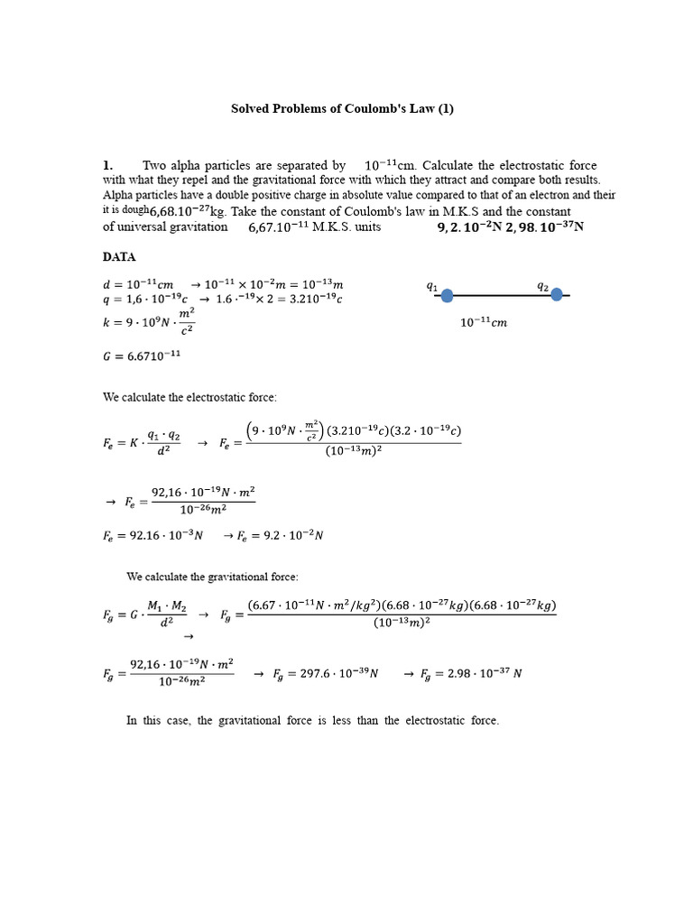 Solved Problems of Coulomb's Law 1 | PDF | Force | Physical Phenomena
