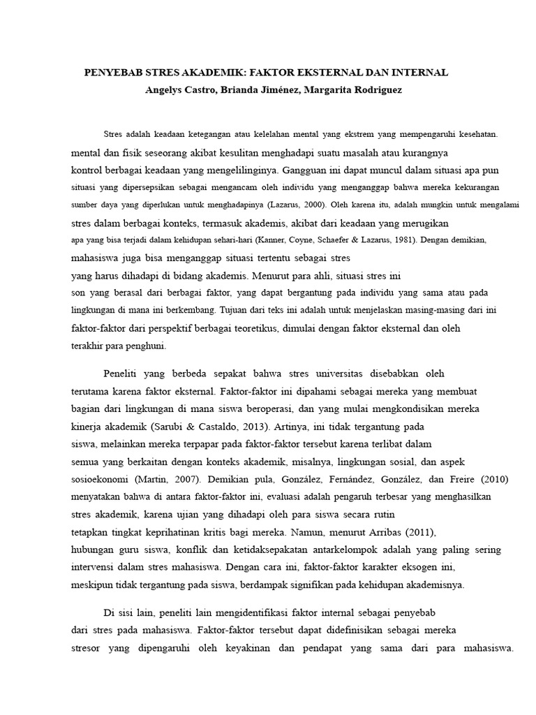 Penyebab Stres Akademik Mahasiswa | PDF