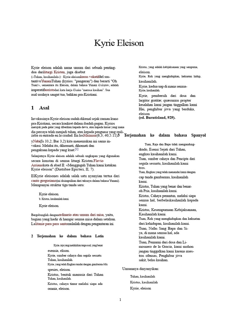 Arti dan Asal Usul Kyrie Eleison | PDF