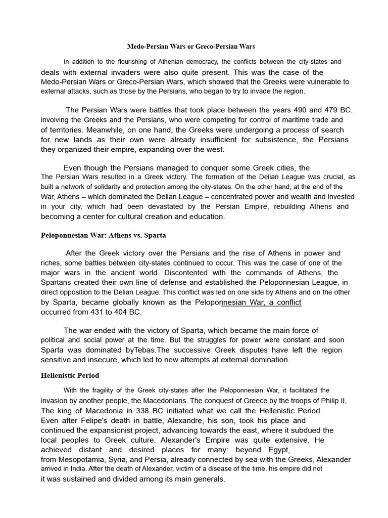 Medo-Persian Wars or Persica | PDF | Peloponnesian War | Greco Persian Wars