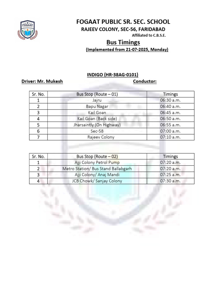 Indigo Bus Timings | PDF