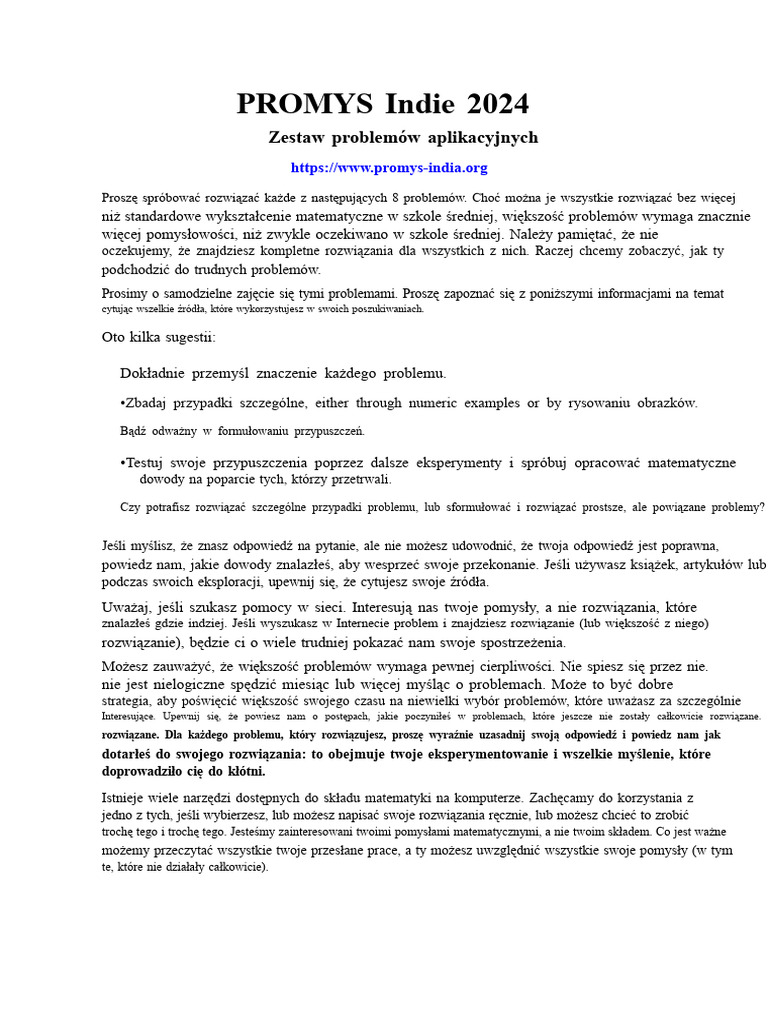 Aplikacja PROMYS - Indie - 2024 | PDF