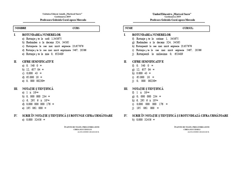 Examen Notare Rotunjire Și Cifre Semnificative | PDF