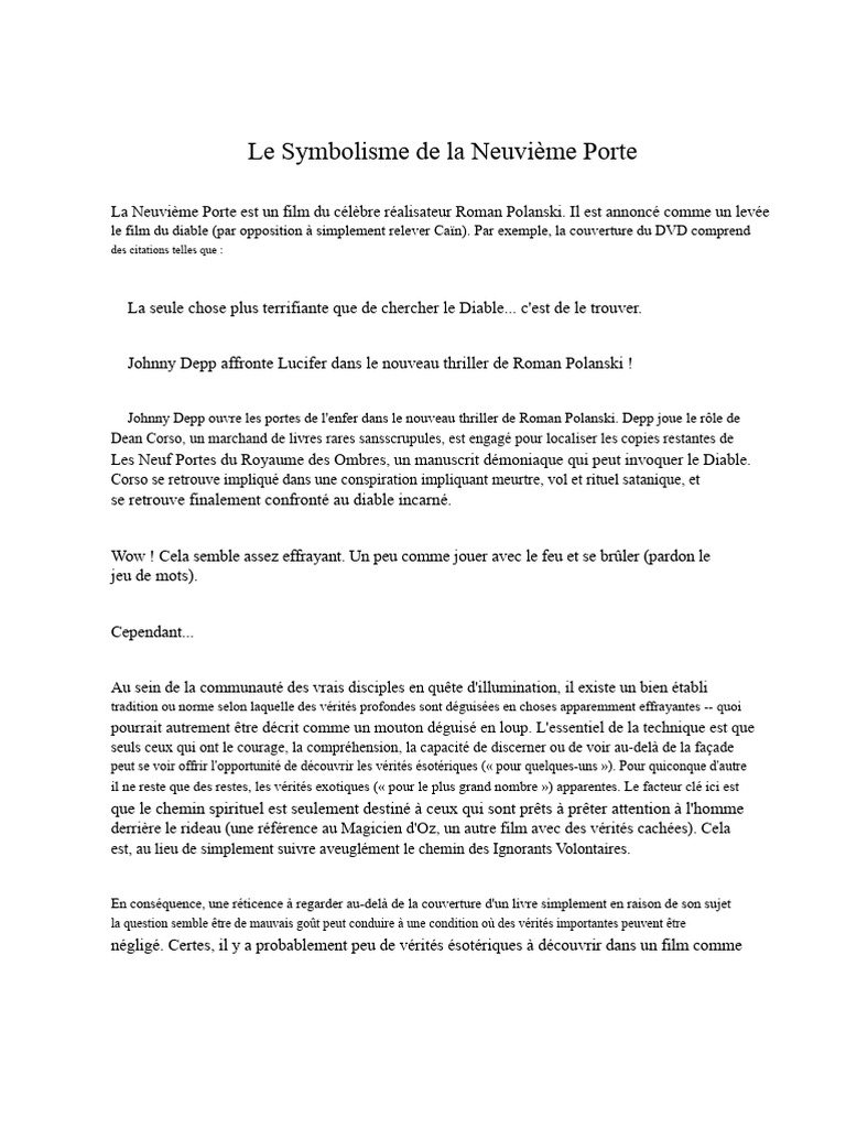Le Symbolisme de La Neuvième Porte | PDF | Alphabet grec