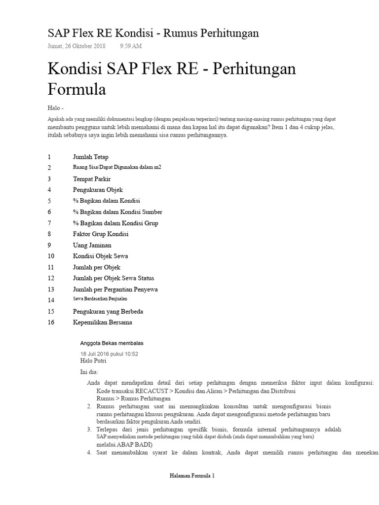 Kondisi SAP Flex RE - Rumus Perhitungan | PDF