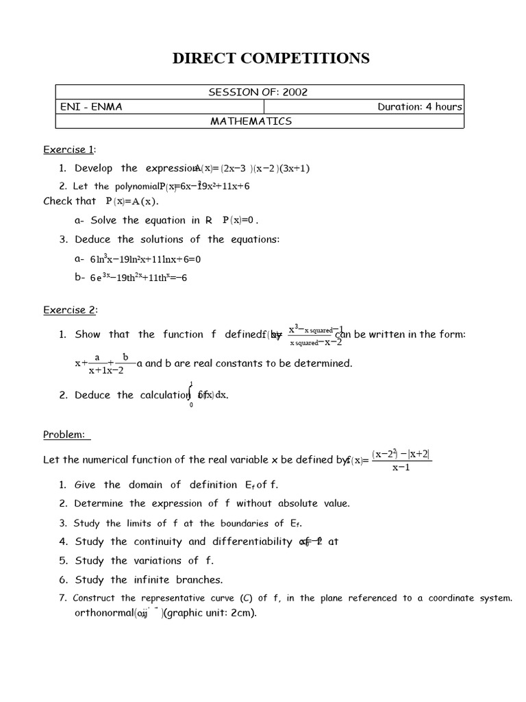 Direct Document Competition | PDF | Function (Mathematics) | Equations