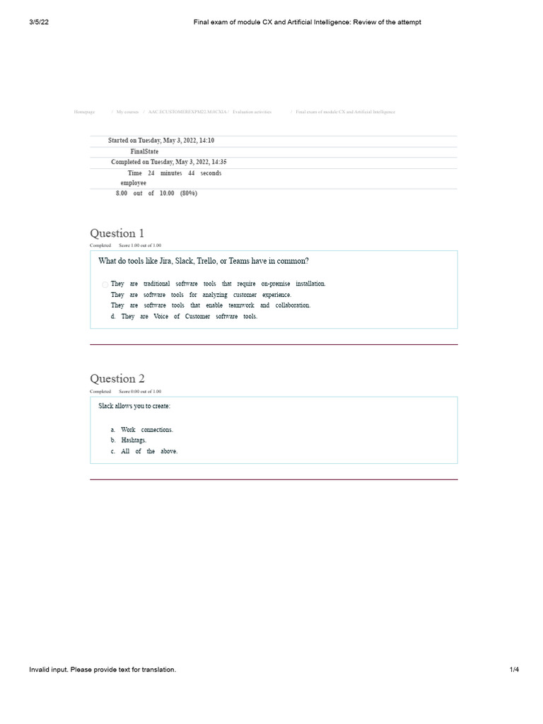 Final Exam of Module CX and Artificial Intelligence - Review of The Attempt | PDF | Artificial ...