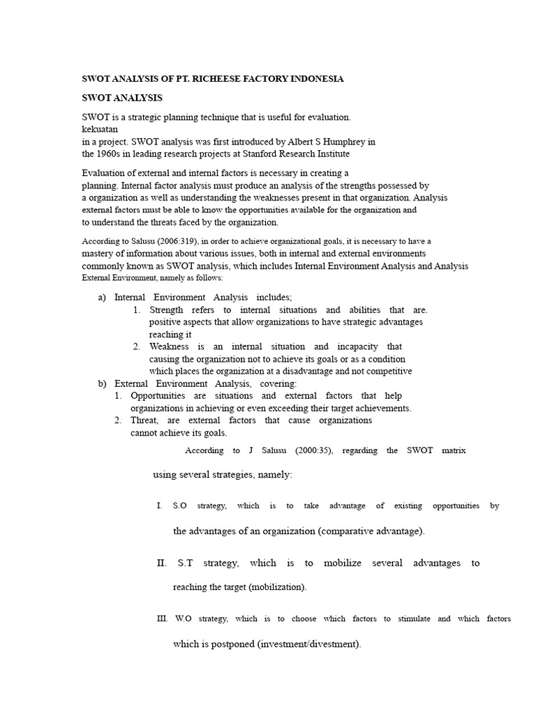SWOT Analysis of Richeese Factory | PDF | Swot Analysis | Business