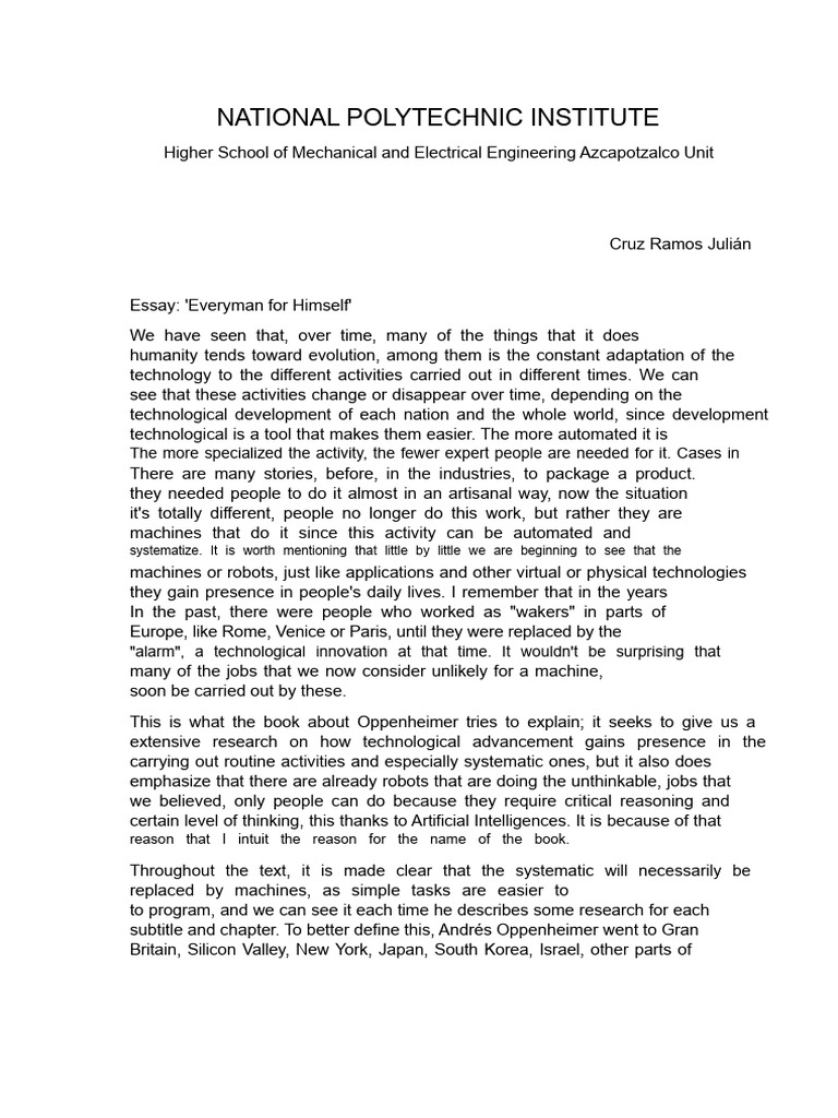"Every Man For Himself" - Summary | PDF | Reason | Artificial Intelligence