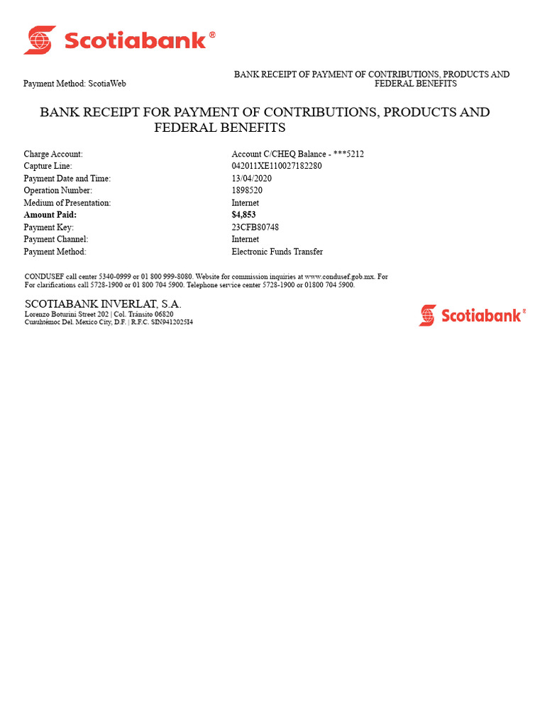 ScotiaWeb Payment Receipt Details | PDF