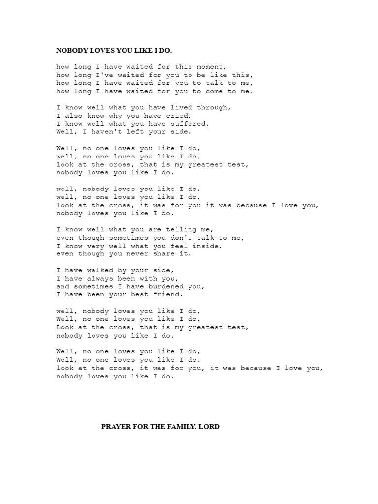 Nobody Loves You Like I Do. | PDF