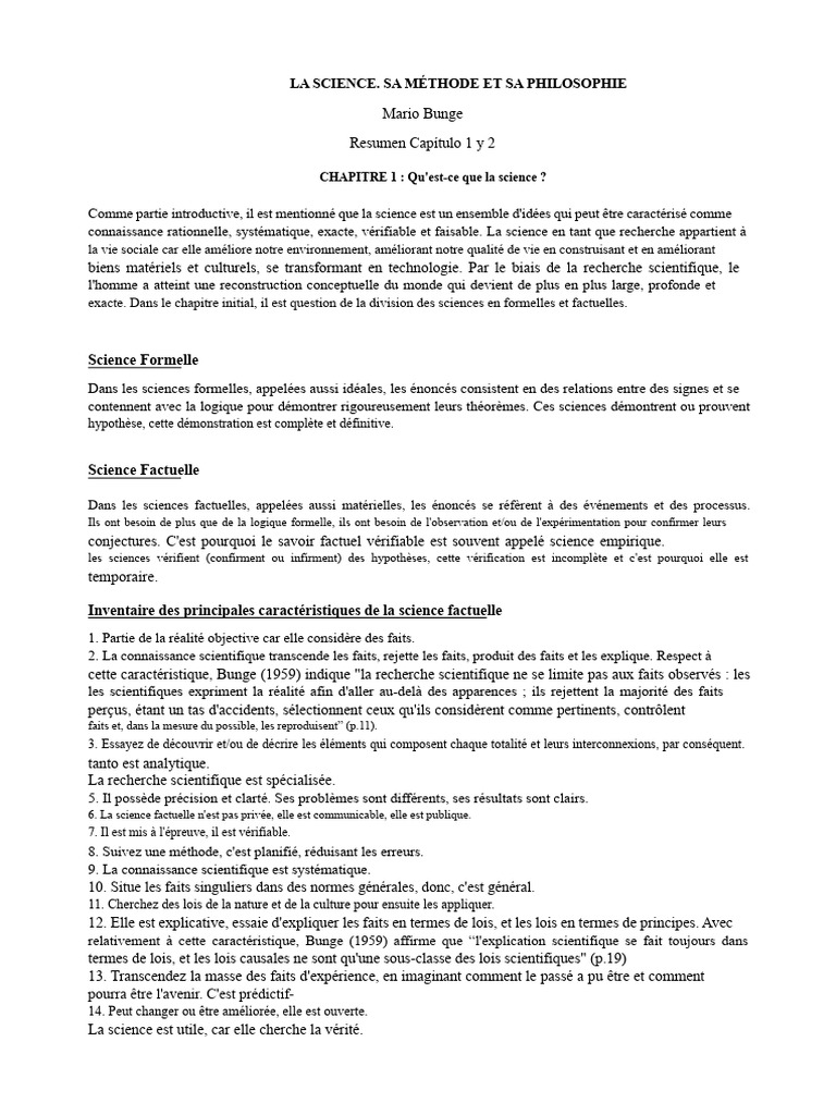 Introduction à la science et sa méthode | PDF | Science | Méthode ...