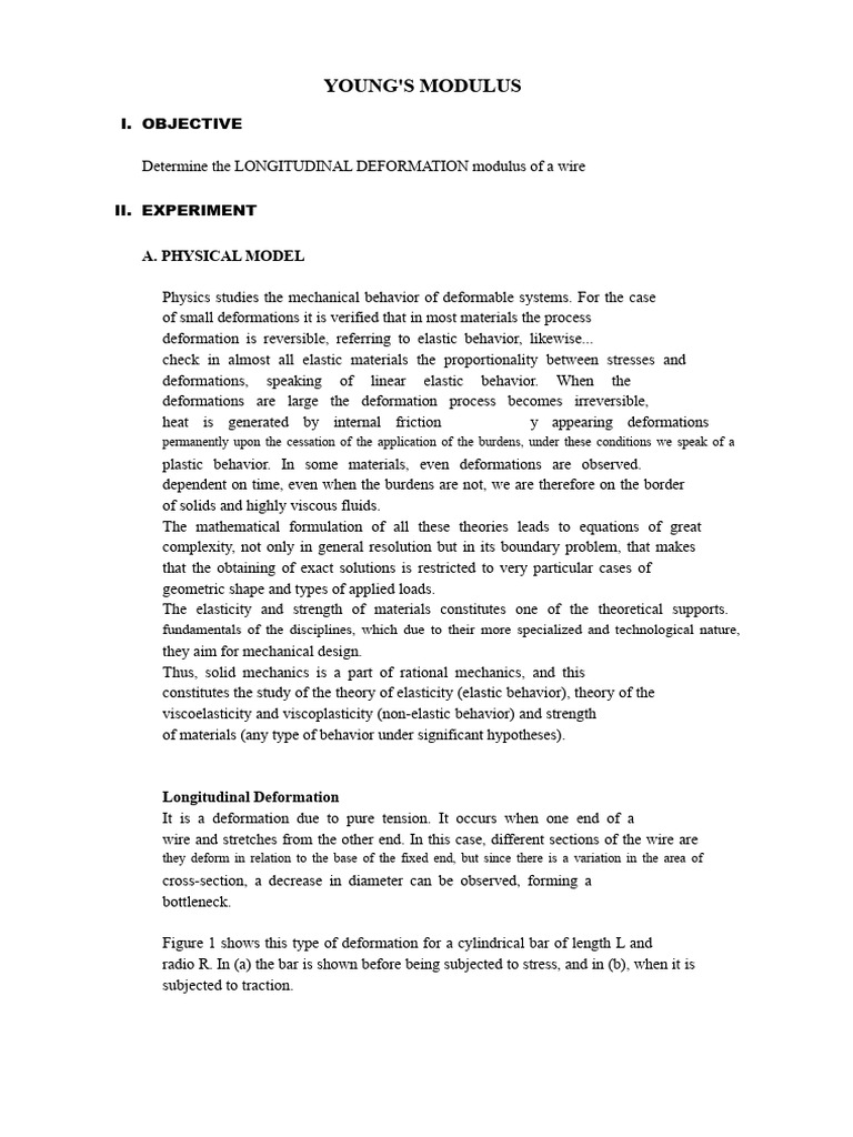 Report No. 1 YOUNG MODULE | PDF | Deformation (Engineering ...