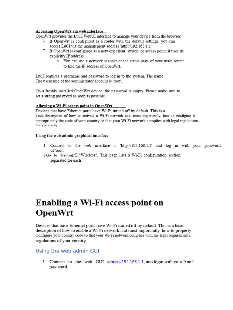 Accessing OpenWrt Through The Web Interface | PDF | Wi Fi | Wireless Access Point