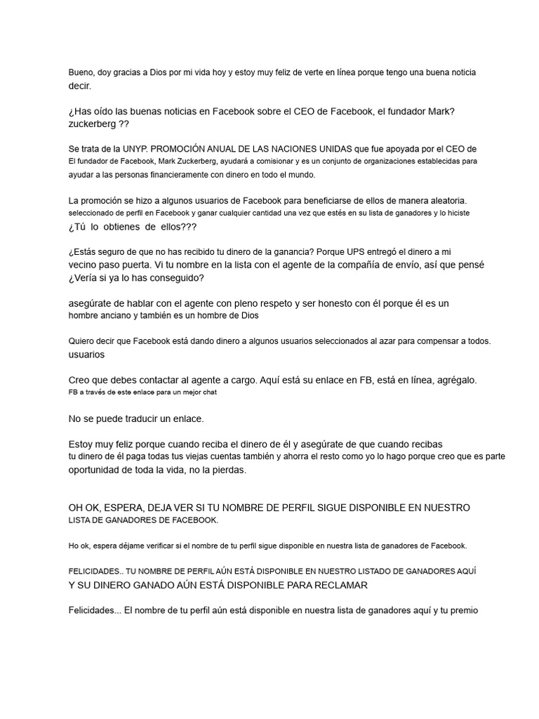 Formato de Lotería de Facebook | PDF | Facebook