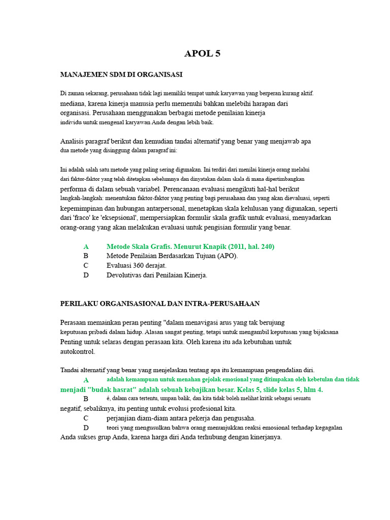 APOL 5 Catatan 100 Perilaku Manusia Dan Perilaku Organisasi UNINTER | PDF