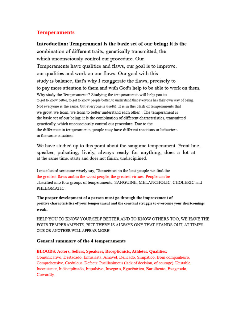 Understanding Melancholic Temperament | PDF | Jonah | Temperament