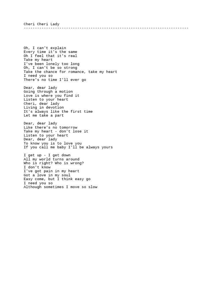 04 - Cheri Cheri Lady (Extended Version - E.singleton) | PDF