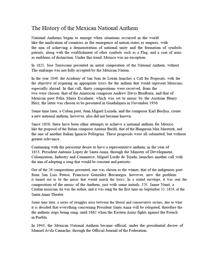 The History of The Mexican National Anthem | PDF | Mexico